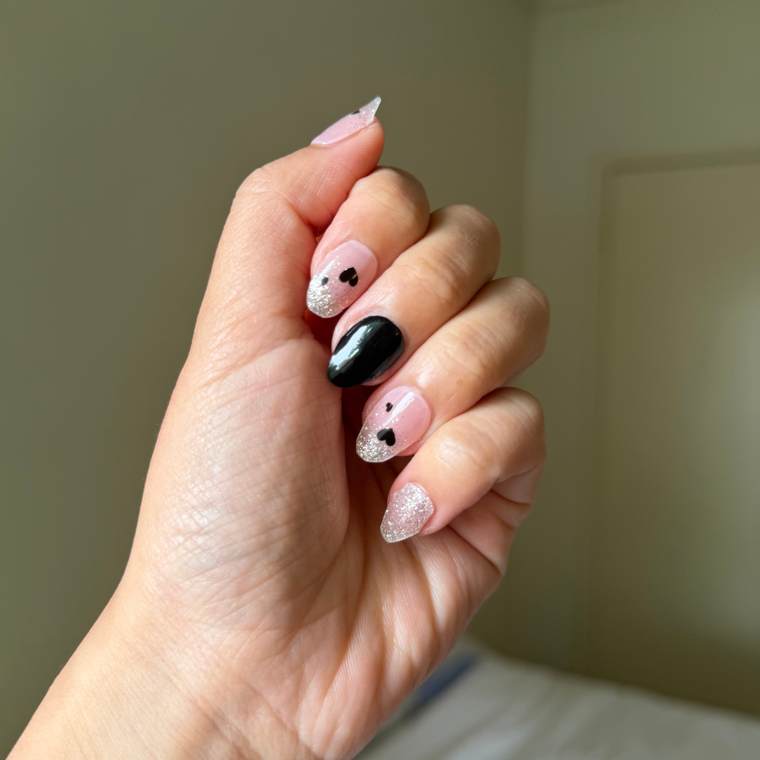NEW Monochrome Love Sparkle DIY Semicured Gel Nail Sticker Kit – Gellae