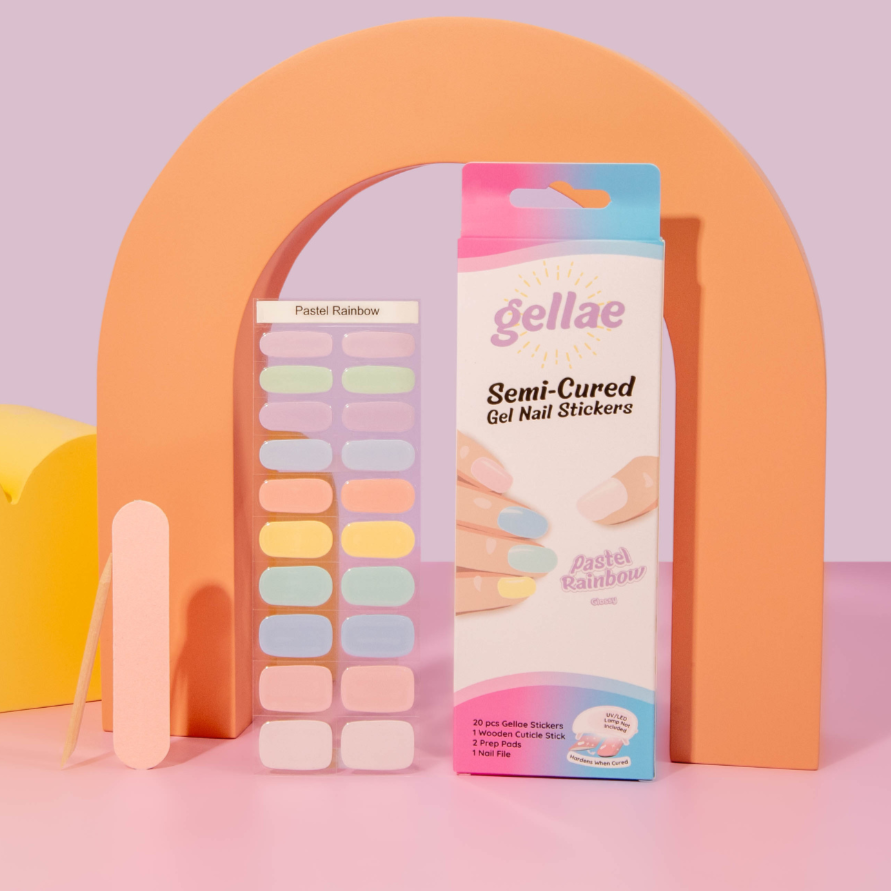 Pastel Rainbow DIY Semicured Gel Nail Sticker Kit | Gellae – Gellae