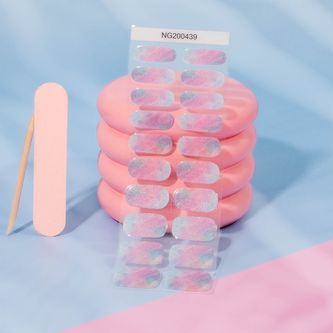 Coastal Fairy Floss Shimmer DIY Semicured Gel Nail Sticker Kit – Gellae