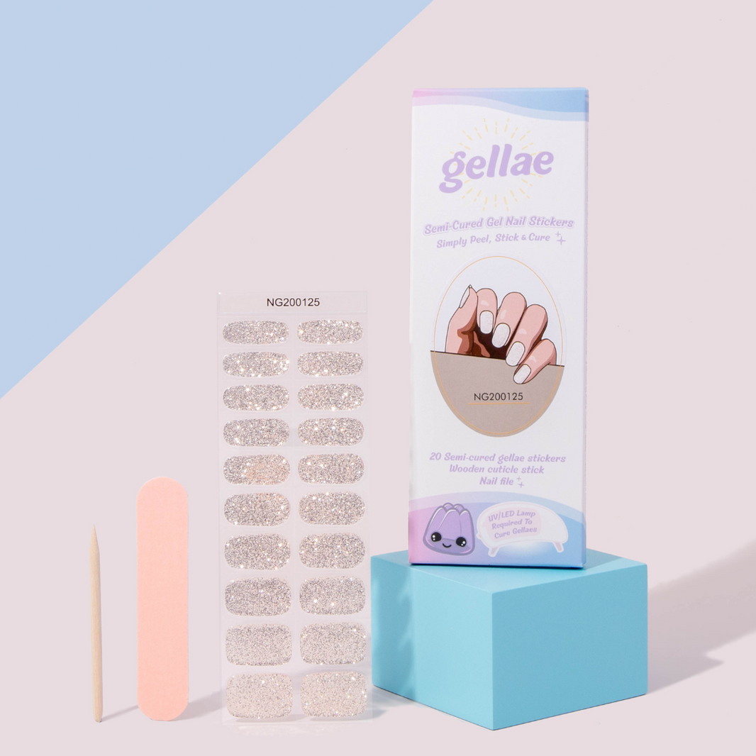 NEW Silver Stardust Shimmer DIY Semicured Gel Nail Sticker Kit
