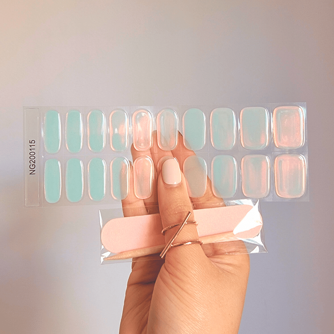 Aqua Pink (Pearlescent) DIY Semicured Gel Nail Sticker Kit