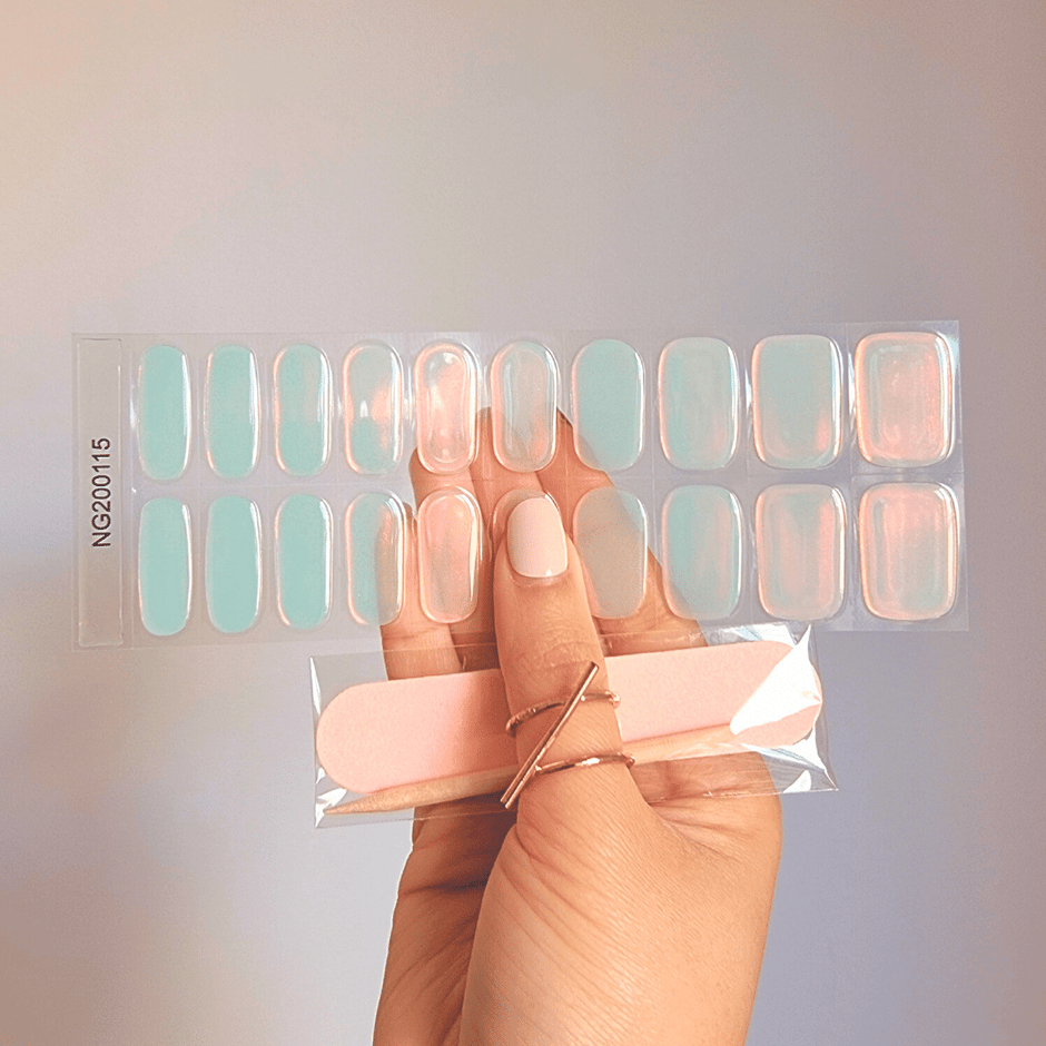 Aqua Pink (Pearlescent) DIY Semicured Gel Nail Sticker Kit